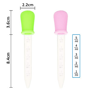 Benvo 8 Pack Liquid Dropper Silicone and Plastic Droppers Pipettes with Bulb Tip Eye Dropper 5ml for Gummy Bear Mold and Candy Molds Gelatin Maker, Oil Science, Crafts Projects (with Cleaning Brush)