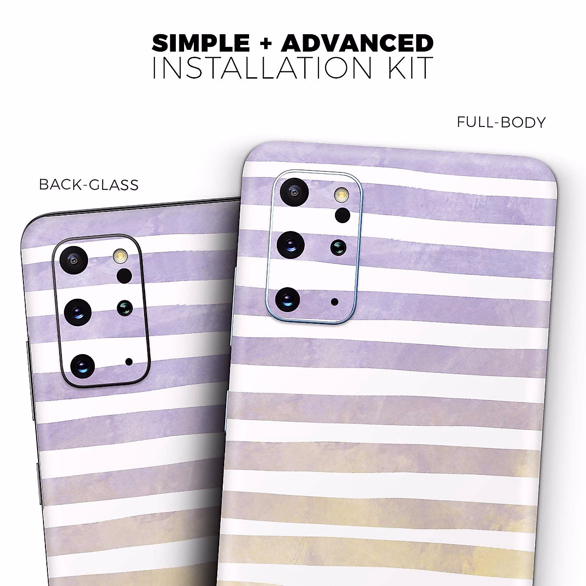 DesignSkinz Purple to Yellow Watercolor Ombre Stripes Protective Vinyl Decal Wrap Skin Cover Compatible with The Samsung Galaxy S20 (Screen Trim & Back Glass Skin)