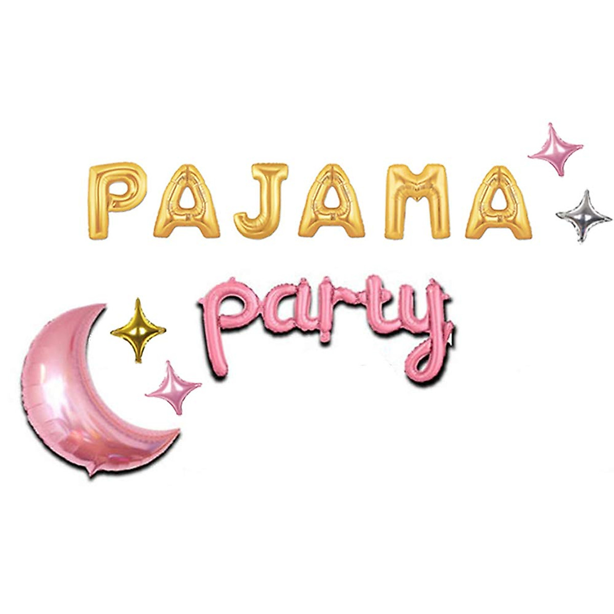 PAJAMA PARTY Decorations,PAJAMA Party Balloons for Girls PJ Mask Themed Banner for Pajama Slumber Sleepover SPA Spahhh Birthday Bday Bridal Hen Adult Party Supplies 14PCS of Qinsly (Gold, PAJAMA)
