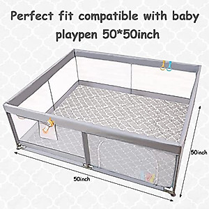 Dad-baby Playpen Mat 50x50 Play Mat for Playpen Baby Play Mats for Floor Fit for TODALE Baby Playpen,One-Piece Crawling Mat Non Slip Cushioned Baby Mats for Playing 50x50 Inches(Moroccan Gray)…
