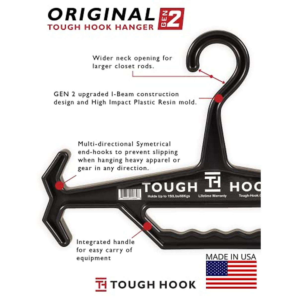 Original Tough Hook Hanger Pack Set of 2 | 1 Black and 1 Midnight |USA Made | Multi Pack