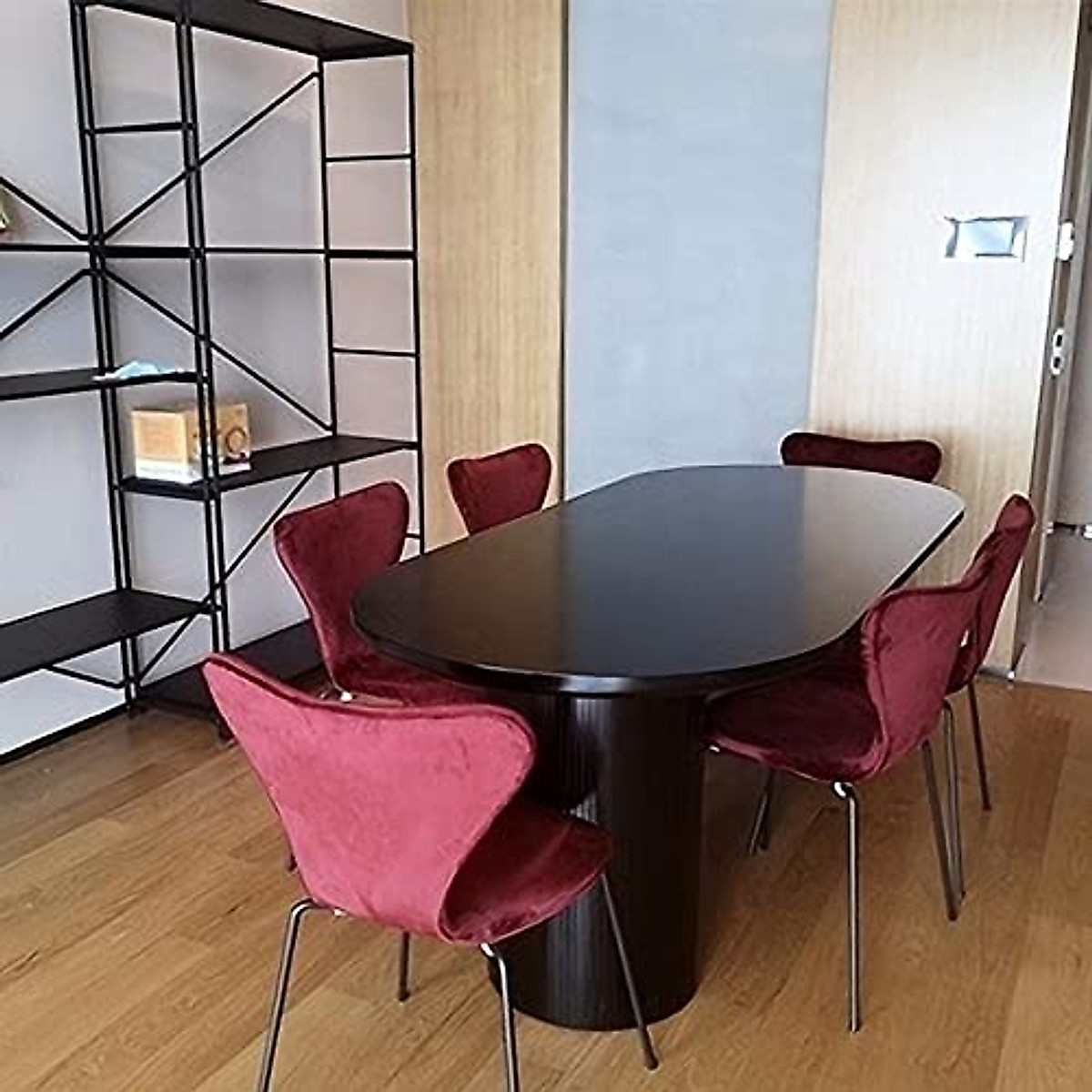 LAKIQ Black Dining Table Modern Solid Wood Dining Room Table Contemporary Oval Double Pedestal Kitchen Table Conference Room Table Kitchen Island Table-Table Only(78.7" L x 35.4" W x 29.5" H)