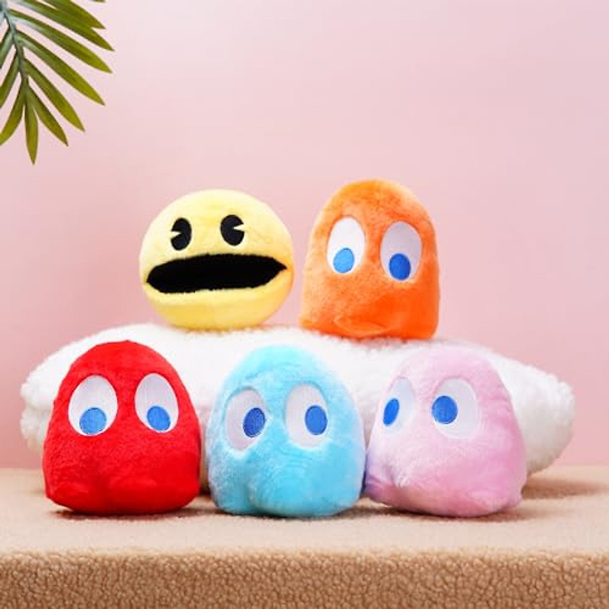 WjcnPac-Man 6inches Pac Plush Toy, Ghost Stuffed Plushes,Set of 5 Toys Can Be Used for Party Decoration, Soft and Comfortable Stuffed Animal, Suitable for Birthday Gifts, Children's Day Giftsetc.