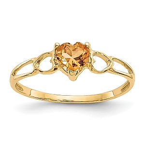 IceCarats 10K Yellow Gold Orange Citrine Heart Love Ring Gemstone Band November Birthstone Jewelry Size 7