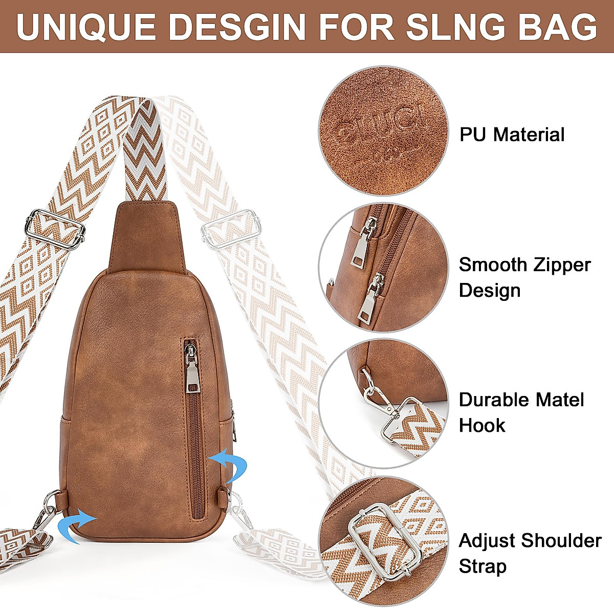 CLUCI Crossbody Bags for Women - Small Sling Bags, Leather Backpack for Travel, Cycling - Brown