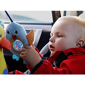 Baby Car Seat Toys - Infant Soft Toys 0 to 12 Months for Car Seat - Rear-Facing Car Seat Travel Activity Mat for Baby - Includes Rattle, Squeaky and Rustle Sensory Toys with Teether