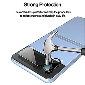 YWXTW for 2 Pack Samsung Galaxy Z Flip 4 Front Screen Protector and 2 Pack Camera Lens Protector, HD Clear Anti-Scratch Tempered Glass Camera Screen Protector [Does not Affect Night Shots]