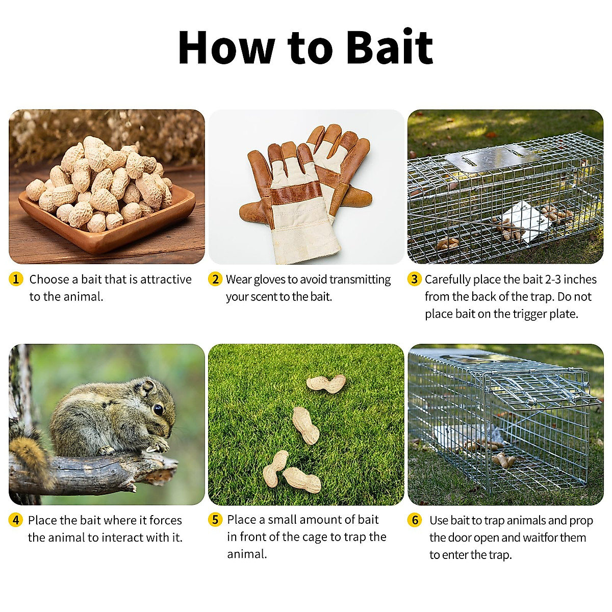 24" Live Animal Trap, Humane Animal Trap for Stray Cats up to 5.5 pounds, Raccoons, Squirrels, Skunks, Moles, Marmots, Armadillos, Rabbits, Steel Folding with Pedal Trigger