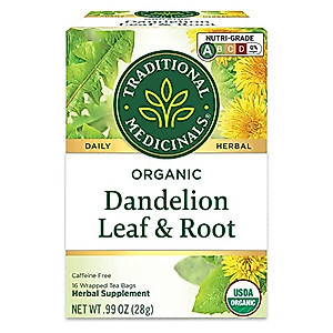 Traditional Medicinals Tea, Organic Dandelion Leaf & Root, Supports Kidney Function & Healthy Digestion, 16 Tea Bags