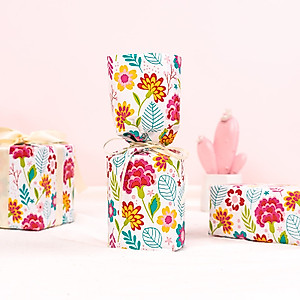 WRAPAHOLIC Wrapping Paper Roll - Mini Roll - 3 Rolls - 17 Inch X 120 Inch Per Roll - Elegant Floral for Wedding, Birthday, Holiday, Baby Shower