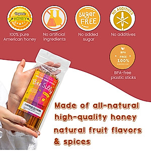 Honey Sticks Flavored (Pack of 50) - Raw Honey Straw Variety Pack for Tea, Coffee & Healthy Snack for Kids & Adults - Single Serve Pure American Honey Sticks by Bee Silly Honey
