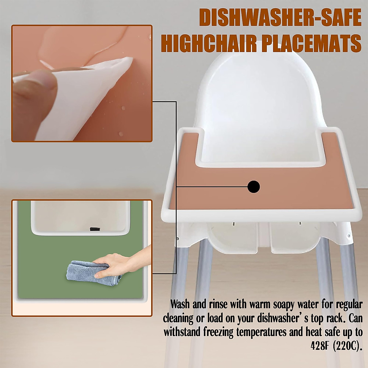 LuQiBabe (2-Pack, Red & Green) High Chair Placemat Compatible with IKEA Antilop Baby High Chair Food-Grade Silicone Placemat for IKEA Antilop Accessories High Chair Placemat for Babies, Toddlers