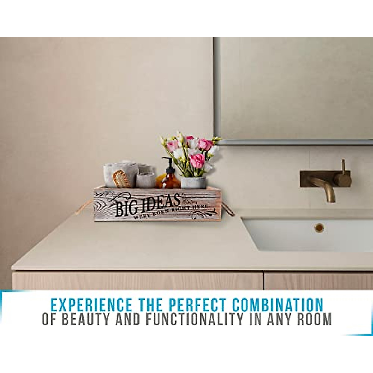 Bathroom Decor Box, 2 Sides with Funny Sayings -Perfect for Farmhouse Bathroom Decor, Rustic Bathroom Decor, Funny Toilet Paper Holder - Rustic White