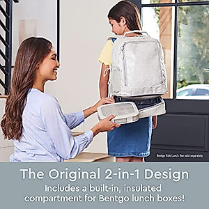 Bentgo® Kids 5-Compartment Lunch Box With Kids 2-in-1 Backpack & Insulated Lunch Bag (Glitter Edition - Silver)