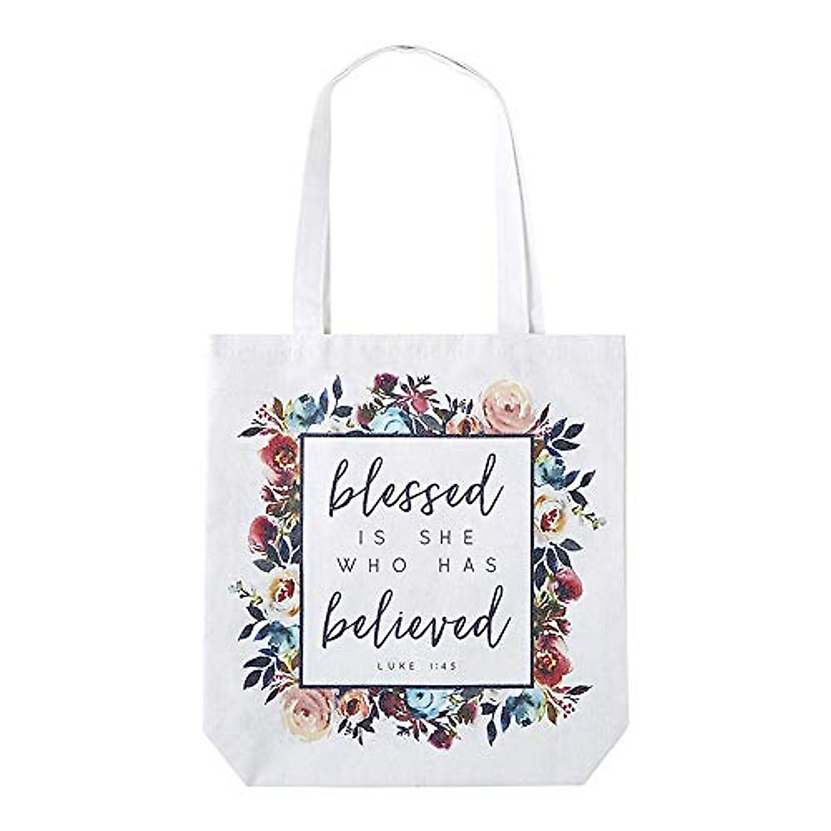 Christian Brands Blessed Is She Who Has Believed Tote Bag, White, Large