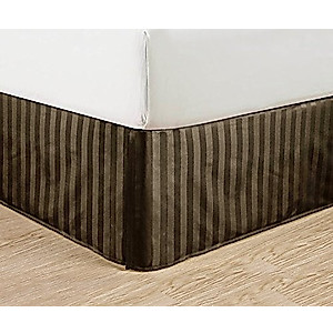 Ethereal Bedding 400-TC Sateen 1-PC Luxury Split Corner Tailored Bed Skirt RV Camper Short Queen Stripe Chocolate 10'' Inches Drop Length 100% Egyptian Cotton