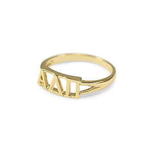 The Collegiate Standard Alpha Delta Pi 14k Gold Plated Sorority Ring with Greek letters (7.0)