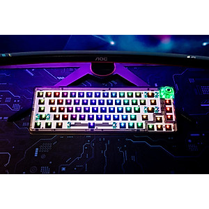 GK GAMAKAY LK67 RGB Modular DIY Mechanical Keyboard, 67 Keys Hot Swap 3pin/5pin Switches, Programmable Triple Mode Bluetooth 5.0/USB-C Wired/2.4GHz Wireless Customized Keyboard Kit (Clear Black)
