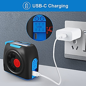 3-in-1 Digital Laser Tape Measure, ACEGMET 131Ft Laser Measurement Tool & 16Ft Measuring Tape with Digital Screen, Ft/Ft+in/in/M Unit Switching and Pythagorean Mode, Measure Distance, Area and Volume