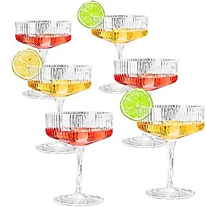 Montex 6 Pcs Coupe Glasses, 10 oz Classic Vintage Cocktail Galssware, Pefect for Cocktail, Champagne and Gift