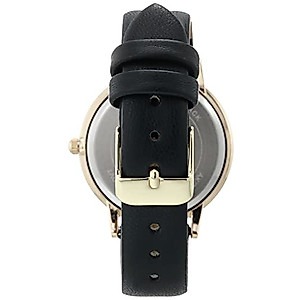 Anne Klein Women's Japanese Quartz Dress Watch with Faux Leather Strap, Black, 16 (Model: AK/3818GPBK)