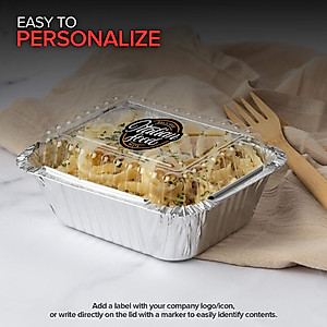 Stock Your Home 1 Lb Small Aluminum Pans with Lids (100 Pack) Foil Pans + Clear Plastic Lids, Disposable Cookware, Takeout Trays with Lids - To Go Disposable Food Containers for Restaurants & Catering