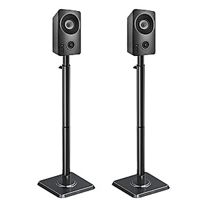 Mounting Dream Speaker Stands - Height Adjustable Speaker Stand for Vizio, Polk, JBL, Sony, Speaker Stands Pair with Wire Management (Holds up to11LBS Per Stand)