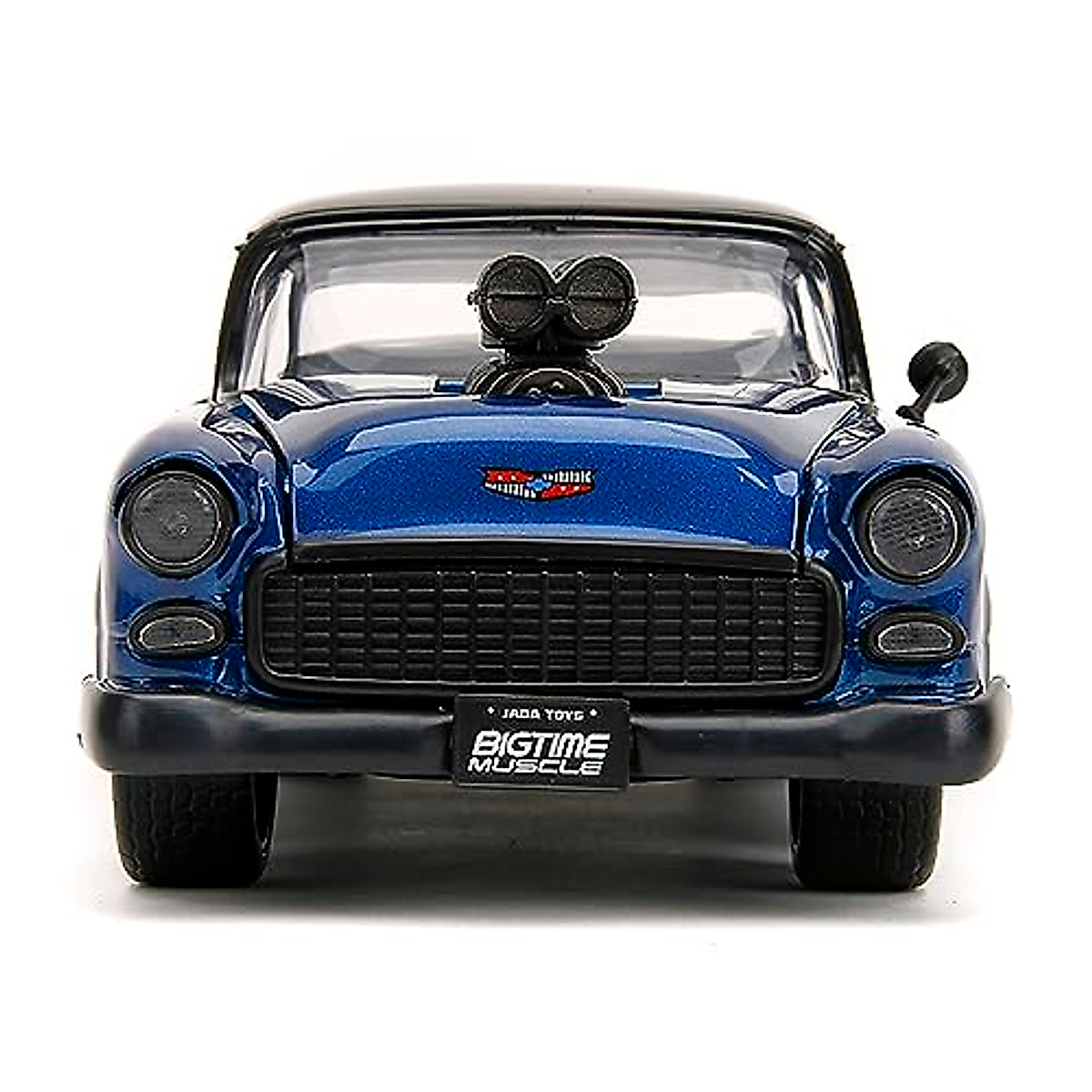 1955 Chevy Bel Air Blue Metallic and Black with Black Flames Bigtime Muscle Series 1/24 Diecast Model Car by Jada 34721