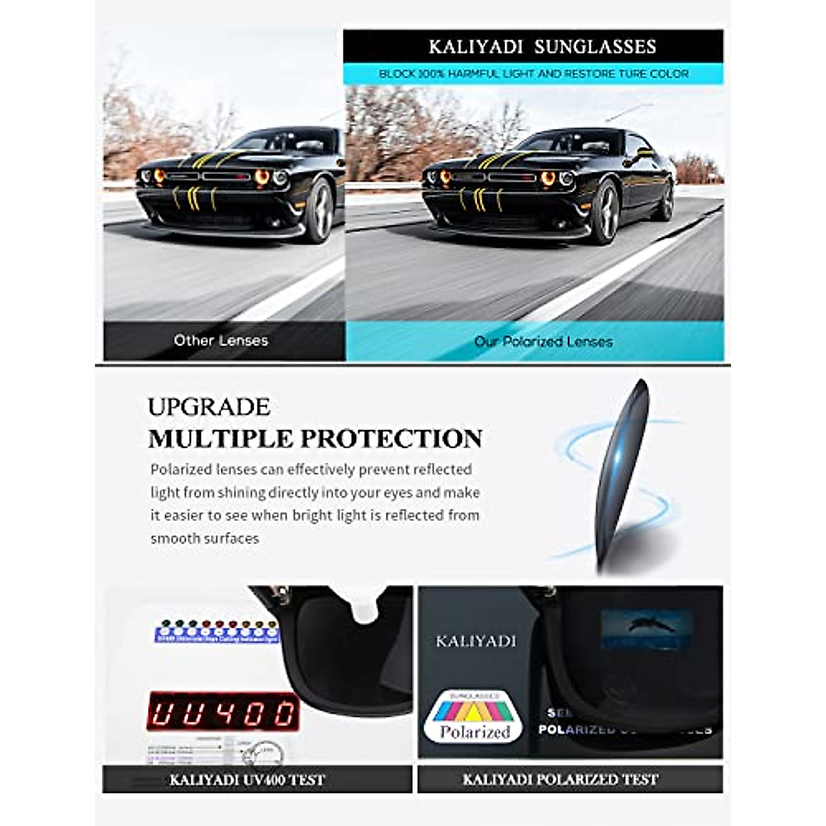 KALIYADI Sunglasses Men Polarized Sun glasses for Mens Womens Classic Matte Black Frame UV Protection 3pack(Grey/Grey/Grey)