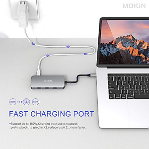 USB C Hub Multiport USB C Adapter for MacBook Pro 2021 2020,USB C Hub USB C to HDMI VGA SD TF Card Reader 3USB 3.0 and USB C Power Pass-Through Port