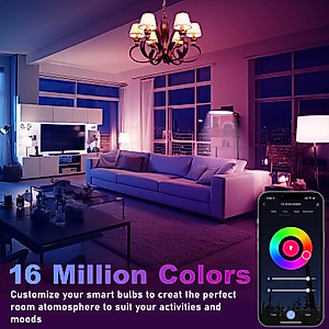 LEDEPLY 5W=40W, A15 Smart Bulb, Compatible with Alexa, Google Home, E26, Color Changing, Dimmable LED WiFi Light Bulbs, No Hub Required, 1 Pack