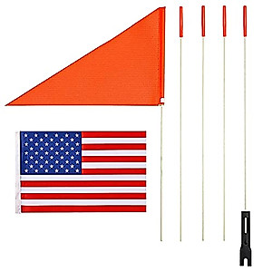 Bike Safety Flag/USA Flag Six Foot Heavy Duty Fiberglass Pole Polyester Full Color Tear-Resistant Waterproof Flag Orange Safety Flag Eagle Flag and American Flag