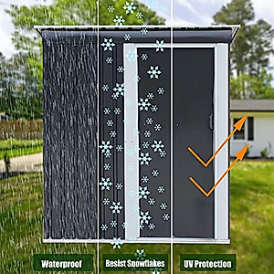 Flyzy Outdoor Storage Shed 5x3 FT, Metal Utility Tool Metal Garden Shed with Sliding Door, Storage Shed, Matel Outdoor Shed for Backyard Patio Garden Lawn (Black)