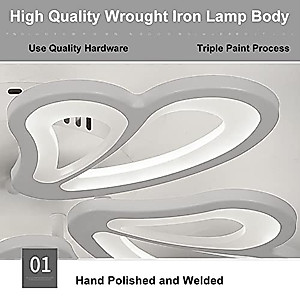 Naroume Modern LED Ceiling Light,55W Acrylic Flush Mount Ceiling Lamp,5 Petals Metal Flower Shape Chandelier Lighting Fixture for Living Room Bedroom Kitchen Office Dining Room (6000K White Light)