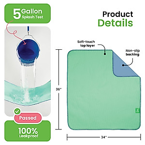 IMPROVIA® Washable Underpads, 34" x 36" (Pack of 4) - Heavy Absorbency Reusable Bedwetting Incontinence Pads for Kids, Adults, Elderly, and Pets - Waterproof Protective Pad for Bed, Couch, Sofa, Floor