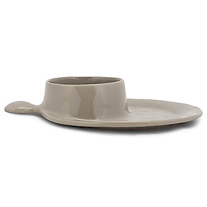 Artisan Divided Dark Grey 9 x 9 Ceramic Stoneware Soup and Sandwich Plate