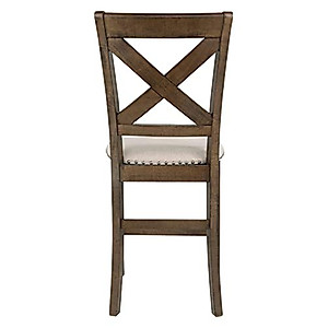 Signature Design by Ashley Moriville Rustic Farmhouse 24.5" Upholstered Barstool, 2 Count, Beige & Brown