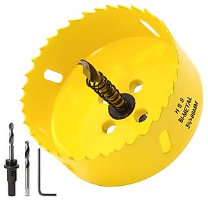 Acekit 3 3/8 inch Hole Saw With 3/8 Arbor HSS Bi-Metal Hole Saw Blade And Variable Teeth Pitch For Wood,Plastic Board,Pipe,Plywood,And Soft Metal Sheet (86mm)