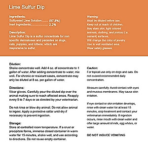 Classic's Lime Sulfur Dip - Pet Care for Itchy and Dry Skin - Xtra Strength Formula - Safe Solution for Dog, Cat, Puppy, Kitten, Horse (16 fl oz)