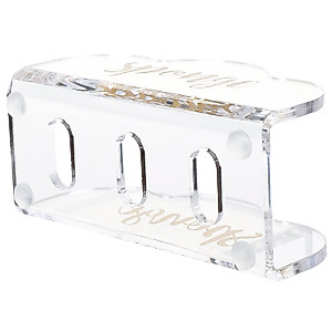 MyGift Decorative Clear Acrylic Kitchen Sink Sponge Holder with Draining Holes and Gold Curvie SPONGE Wording Design