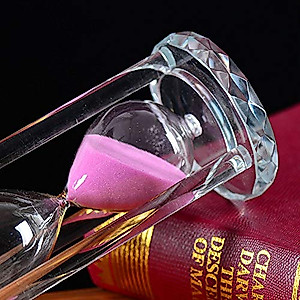Crystal Hourglass 15/30/60 Minutes Sandglass Timers Kitchen Cooking Sand Clock Timer Home Office Christmas Birthday Present Gift Box Sand Glass (30 Minutes, Pink)