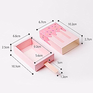 Pack of 50 Ice cream shape gift Candy boxes,kids party,favor box,Popsicle Candy Folding Paper Box Korean Cartoon Drawer Cute (Pink)