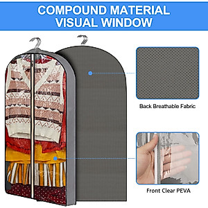 40" Garment Bags, Clear Moth Proof Suits Covers with 4" Gussetes, for Hanging Clothes Closet Storage Travel, Plastic Protector for Coat, Jacket, Sweater, Shirts, 3 Packs