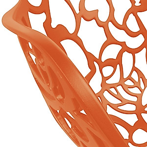 LeisureMod Devon Modern Aluminum Indoor-Outdoor Stackable Patio Dining Armchair, Set of 2, Orange