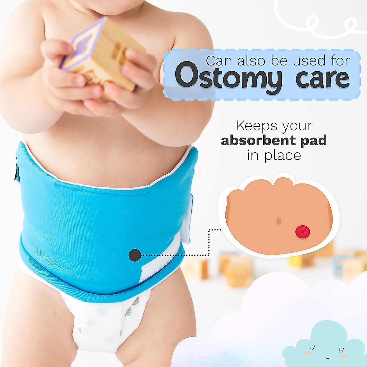 Soaker Stopper Diaper Extender - Washable & Reusable Diaper Extension for Disposable Diapers and Cloth Diapers | Leakproof Diaper Cover Prevent Nighttime Leaks (White, Size 1 (14-20 Inch Waist))