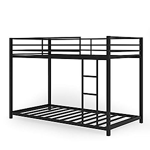 Giantex Metal Bunk Bed Twin Over Twin, Classic Bunk Bed Frame with Safety Guard Rails & Side Ladder, Heavy Duty Space-Saving Design, Easy Assembly, Bunk Bed Frame for Kids (Black)