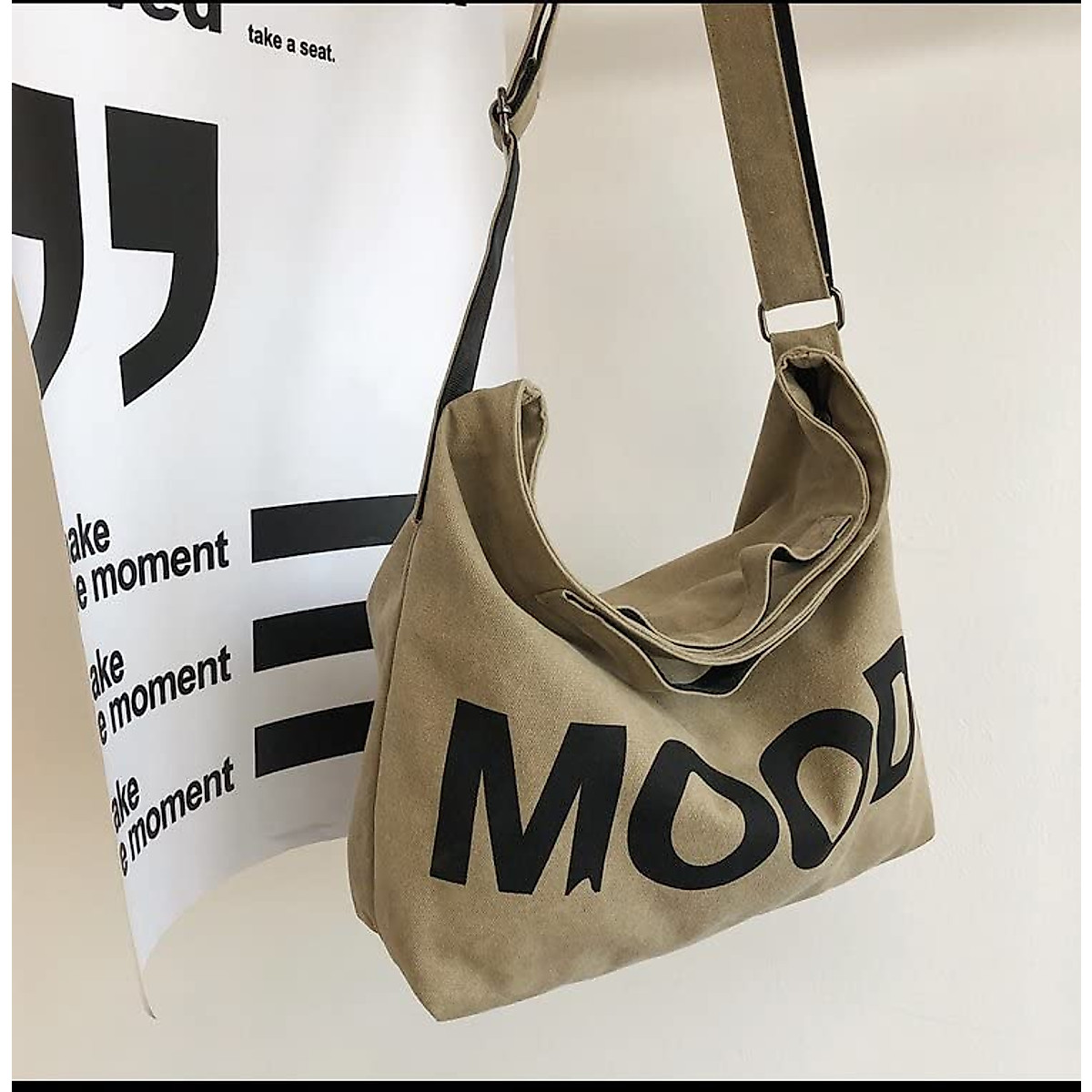 Canvas Messenger Vintage Bag Alt Emo Crossbody Bag Goth Punk Shoulder Satchels Harajuku Grunge Handbag (Camel)