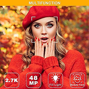 Vmotal Video Camera Camcorder Digital Camera Recorder 2.7K 42MP 3.0 Inch 270 Degree Rotation LED Light Vlogging YouTube Recorder 18X Digital Zoom with 32GB SD Card Kid Teens