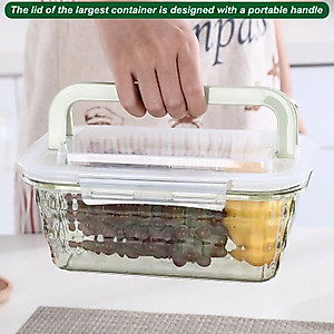 Taiuloo Set of 3 Food Storage Container, BPA Free Salad Bowls with Lids, Salad Lunch Container To Go with Handle, Plastic Meal Prep Storage Containers for Snacks, Fruits, Pink