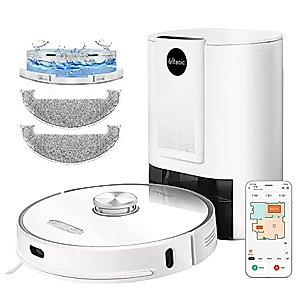 Ultenic T10 Robot Vacuum Self Emptying, Robot Vacuum and Mop Combo, 60-Day Capacity, LiDAR Navigation, 3000Pa Strong Suction, APP & Remote & Alexa Control, Ideal for Pet Hair, Hard Floor and Carpet
